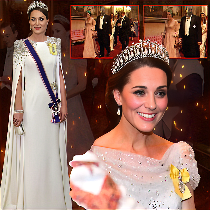 Catherine Shines in the Cambridge Lover’s Knot Tiara and White Lace ...